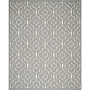 SAFAVIEH Dhurries Collection 8' x 10' Grey/Ivory DHU637B Handmade Flatweave Premium Wool Area Rug