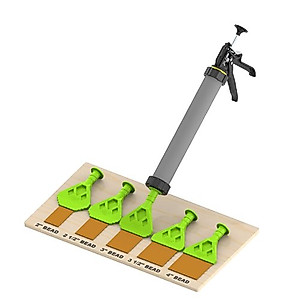 Albion Engineering Company 1018-G01 Ribbon Bead Nozzle for Dispensing Vapor and Air Barrier Sealants, Adjustable, 1/8" Thick x 2" to 4" Wide, Bright Green