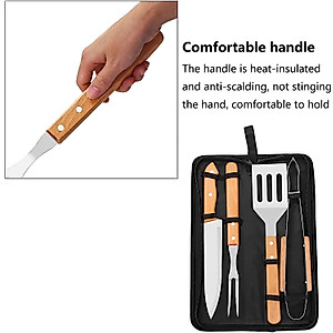 BBQ Tools Set, 4 PCS Portable Grilling Utensil Kit, Compact Barbecue Tool Set with Oxford Storage Bag - Suitable for Cooking and Camping Grilling Accessories
