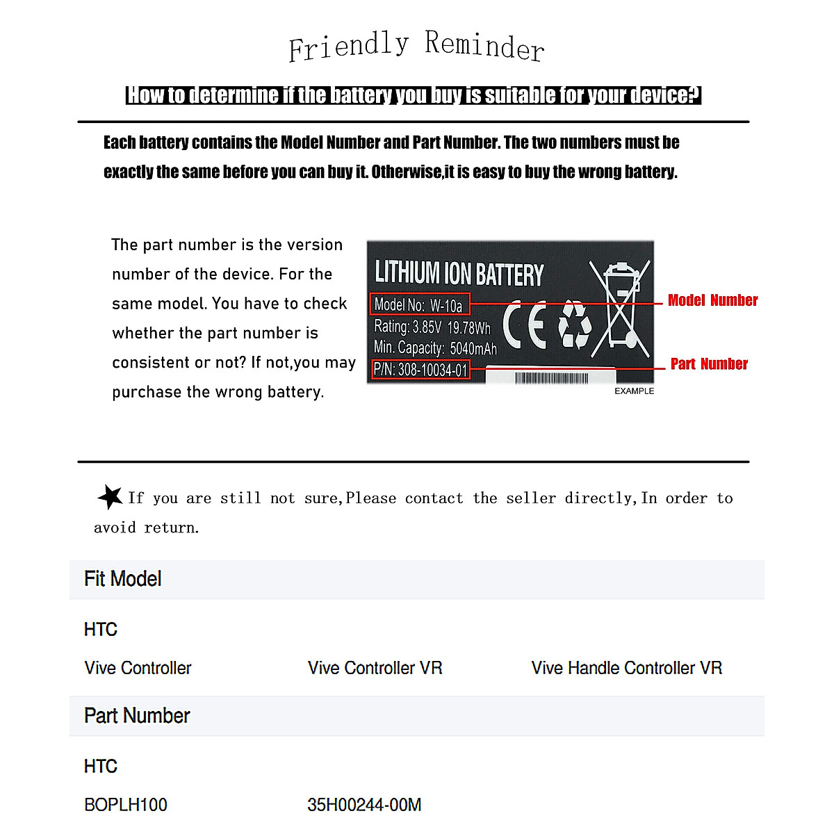 BCXY BOPLH100 35H00244-00M Battery Replacement for Vive Controller Vive Controller VR Vive Handle Controller VR 35H00244-00M BOPLH100 Battery