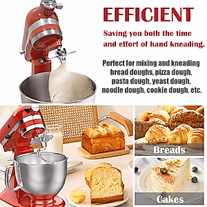 EGNic Stainless Steel Dough Hook Attachment for Kitchenaid 4.5-5 Quart Tilt-Head Stand Mixer, Spiral Dough Hook Replacement for Kitchenaid Mixers Accessories