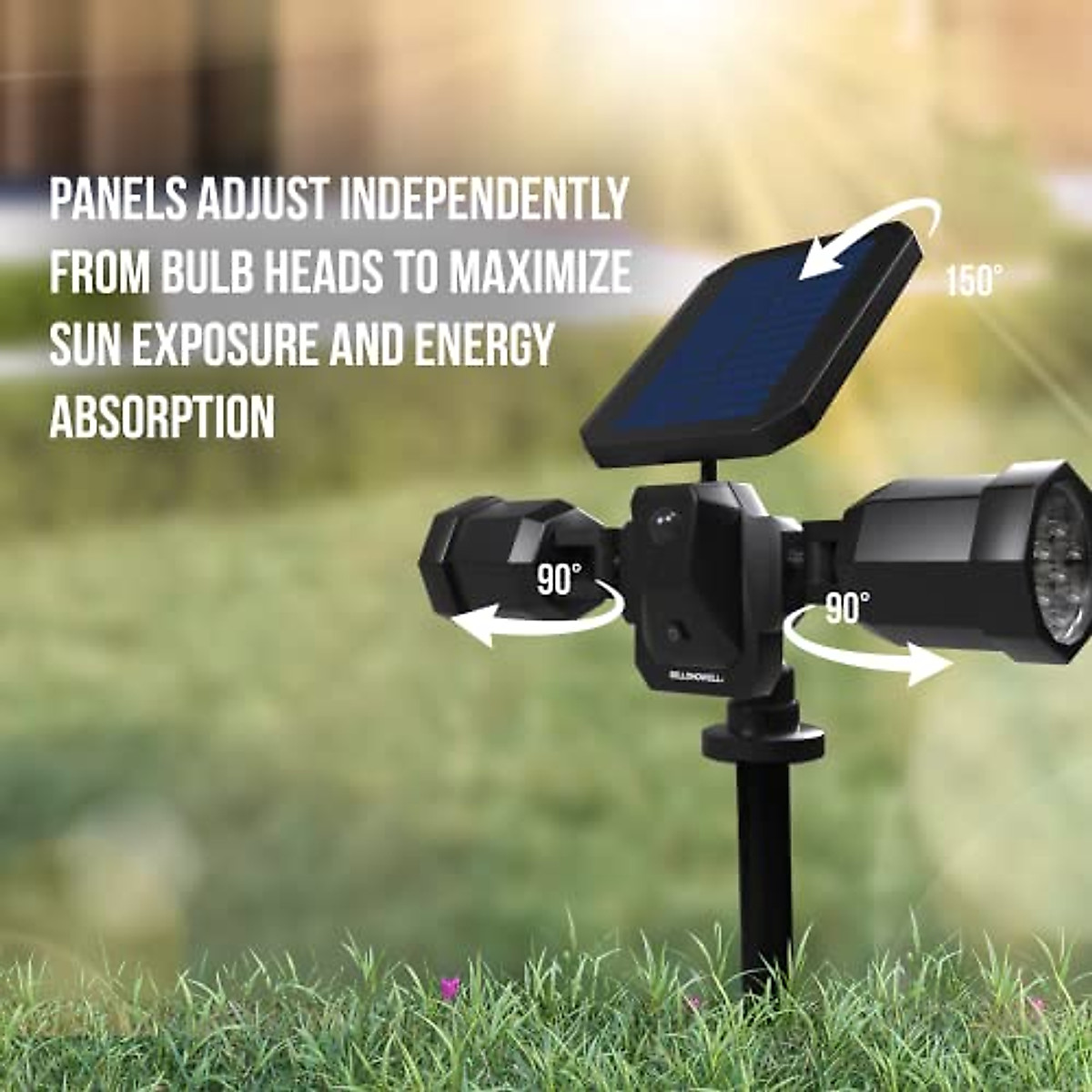 Bell+Howell Bionic Duo Spotlight: Solar Outdoor Lights with Motion Sensor, Adjustable Heads, Super Bright LEDs - Waterproof Landscape Lighting for Patio, Yard, Garden - No Batteries Needed!