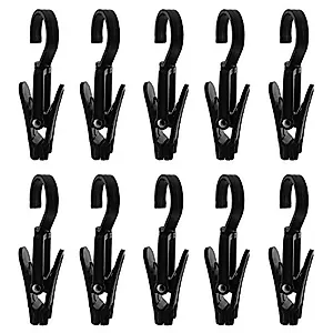 ZRM&E 10pcs Laundry Hooks Clip Black Plastic Clothes Pegs Towel Socks Hanging Pegs Laundry Hangers Store Drapery Clips