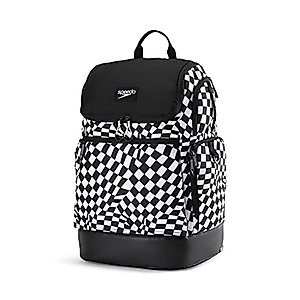 Speedo Large Teamster Backpack 35-Liter, Black Wrap Checkers 2.0, One Size