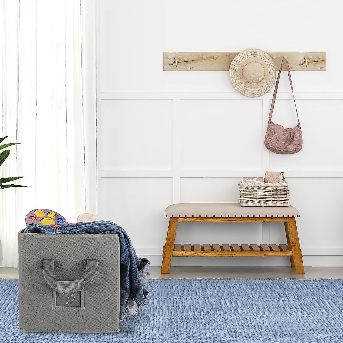 LSNDEE Large Storage Box Organizer, Cloth Storage Bins With Handles, Foldable Fabric Storage Cubes, Closet Organizers For Home And Office, 11.8 "X 11.8 " X 11.8 ", 3 Pack