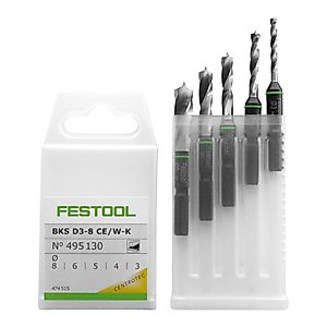 Festool 495130 Stubby Brad Point Bit Set 3-8mm