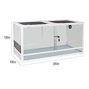 OIIBO 50 Gallon Reptile Terrarium,36" x 18" x 18" Knock Down Glass Reptile Tank, Sliding Door Terrariums Habitat for Reptiles Amphibians, Alternative Side Wire Mesh for Small Animals Use