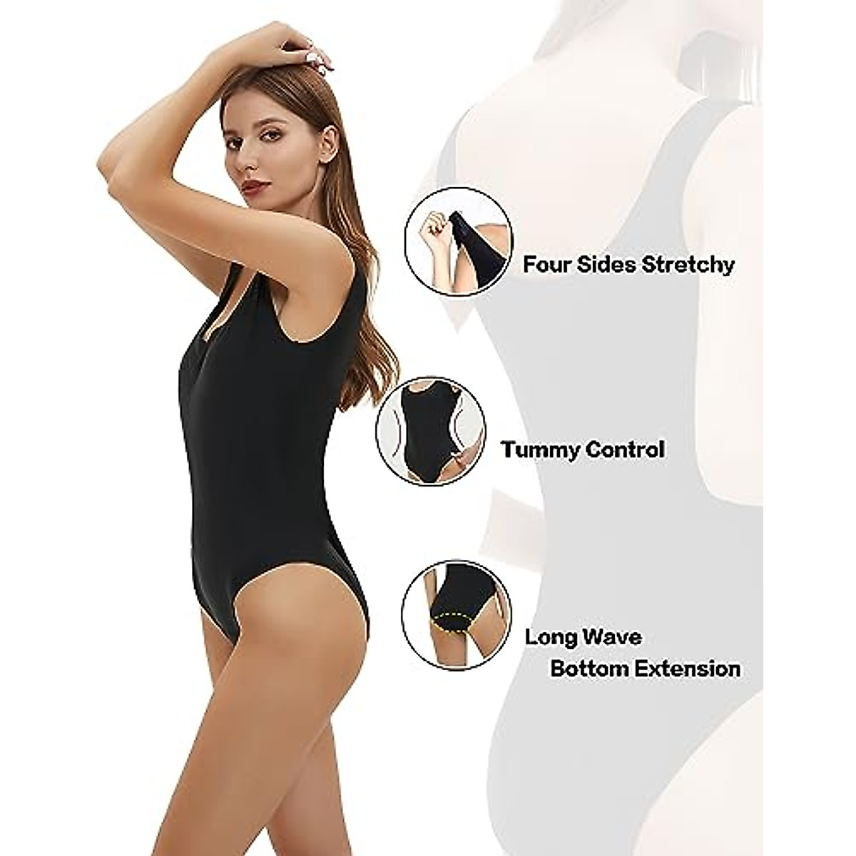 Nutvrliy Swimwear - Women One Piece Swimsuits for Teens, Girls, and Women with Tummy Control (x_s, Black)