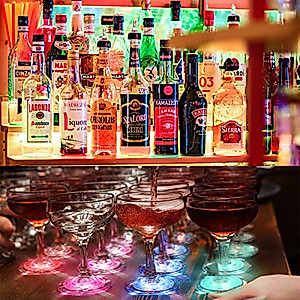 LED Coaster, AHIIER 12 Pcs RGB Led Coasters for Drink, 7 Colors Led Bar Coaster Led Bottle Lights, LED Sticker Lights for Party, Wedding, Bar (Multicolor)