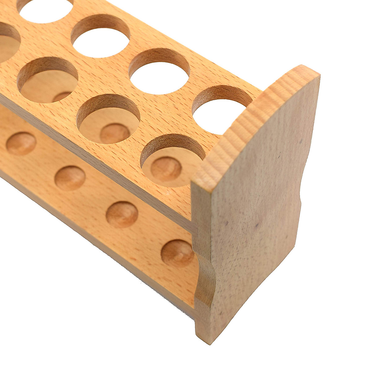 EISCO Wooden Test Tube Rack - Accommodates 12 Tubes, up to 28mm - 10.25" Wide - Premium Polished Beech Wood Construction