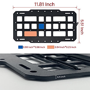 AICEL Rigid MOLLE Panel for Car Sun Visor, Auto Headrest and Seat Back Organizer, Tactical Gear Holder for EDC Pouch Rack Tool Holster, Backpack Insert Storage Rack for Small Items, Cards, Pens