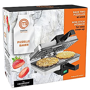 MasterChef Pizzelle Maker - Non-stick Electric Cookie Baker Press, Make Two Homemade 5-Inch Italian Waffle Cookies at Once for Breakfast, Dessert, Birthday Gift