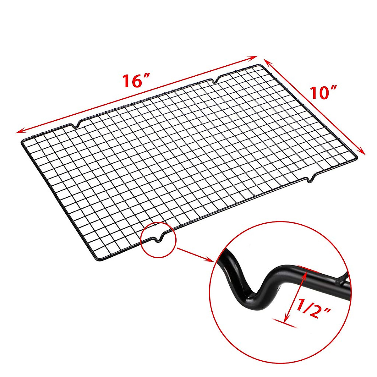 OwnMy Set of 2 Baking Cooling Rack, 10” x 16” Non-Stick Heavy Duty Wire Oven Safe Cooling Rack for Roasting and Baking