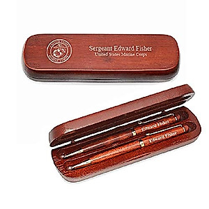 Marines Cherrywood Double Pen and Box Set