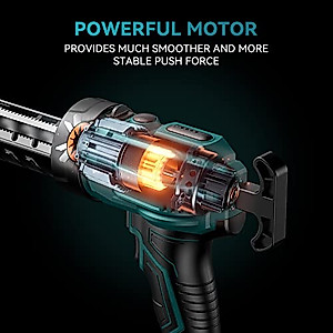 Uaoaii Cordless Caulking Gun, 20V Electric Caulk Adhesive Gun w/2.0Ah Li-Battery & Charger, LED Light, 4 Adjustable Speeds Drip-Free Caul Gun w/ 3 in 1 Caulking Tools for Filling, Sealing -10oz/300ml