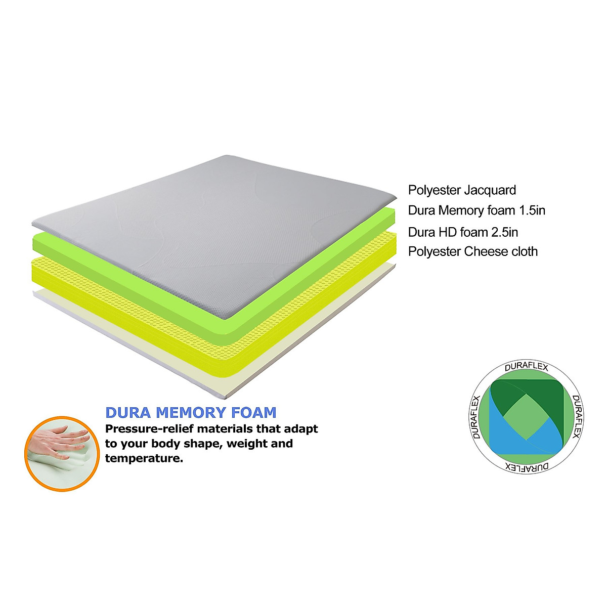 Olee Sleep 4 Inch Memory Foam Mattress Topper Pad 04TP02Q