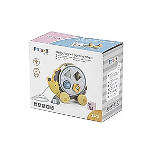 The Original Toy Company PolarB Viga Wood Toy - Pull Along Hedgehog with Sorting Wheel