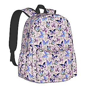 Nmbvcxz Butterfly Backpack for Women 17 inch Travel Casual Laptop Backpack Lightweight Waterproof Durable Hiking Daypack