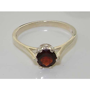 925 Sterling Silver Natural Garnet Womens Solitaire Ring - Sizes 4 to 12 Available