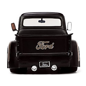 Jada Toys Just Trucks 1:24 1956 Ford F-100 Die-cast Car Black/Brown with Tire Rack, Toys for Kids and Adults
