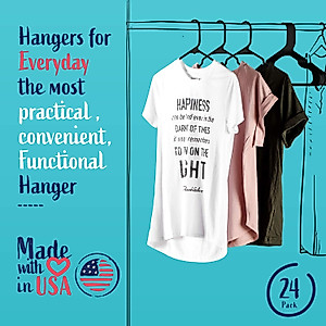 Hangorize Plastic Hangers 20 Pack, Standard-Size Clothes Black Plastic Hangers w/Notches - Black Hangers Plastic for Clothing & Accessories - Closet Organization Essentials for Home, Apartment, Dorm