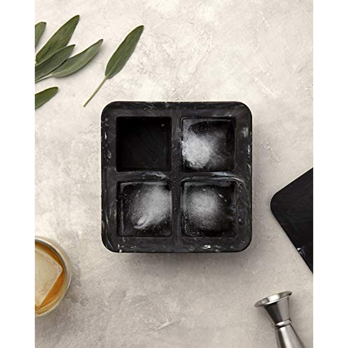 W&P Peak Silicone Extra Large Cube Ice Tray w/ Protective Lid | Charcoal | Easy to Remove Ice Cubes | Food Grade Premium Silicone | Dishwasher Safe, BPA Free