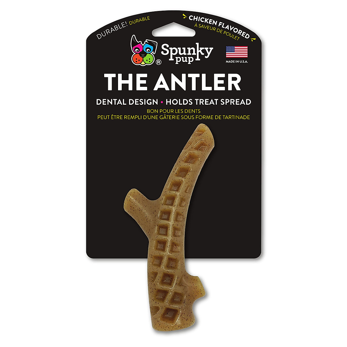 Spunky pup Antler Nylon Chew Toy, Chicken Flavored Nylon Dog Chew Toy, Promotes Dental Health - Antler, Deer
