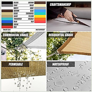 Amgo 16' x 16' Brown Square Sun Shade Sail Canopy Awning UPF50+ AGTAPS16, 95% UV Blockage, Water & Air Permeable, Commercial and Residential, 3 Years Warranty (We Make Custom Size)