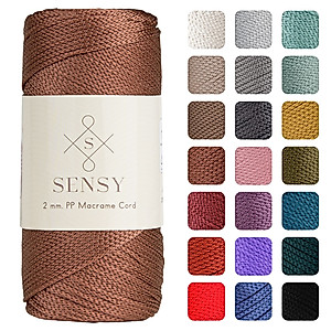 Sensy Premium 2mm 251 Yards Polyester Rope 100% Polypropylene Cord Macrame Cord 2mm Crochet Bag Cord Macrame Rope Crochet Thread Gift for Knitter (Copper)