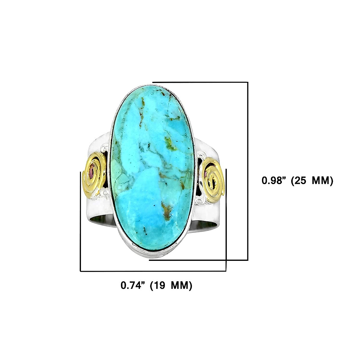 YoTreasure Blue Mohave Turquoise 925 Sterling Silver Brass Bold Ring Jewelry