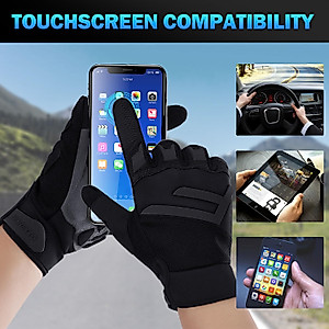 FIORETTO Mens Mountain Bike Gloves with 5MM Padded Knuckle Guard Touchscreen Cycling Gloves for MTB Racing Dirtbike Motocross Motorcycle Black Large