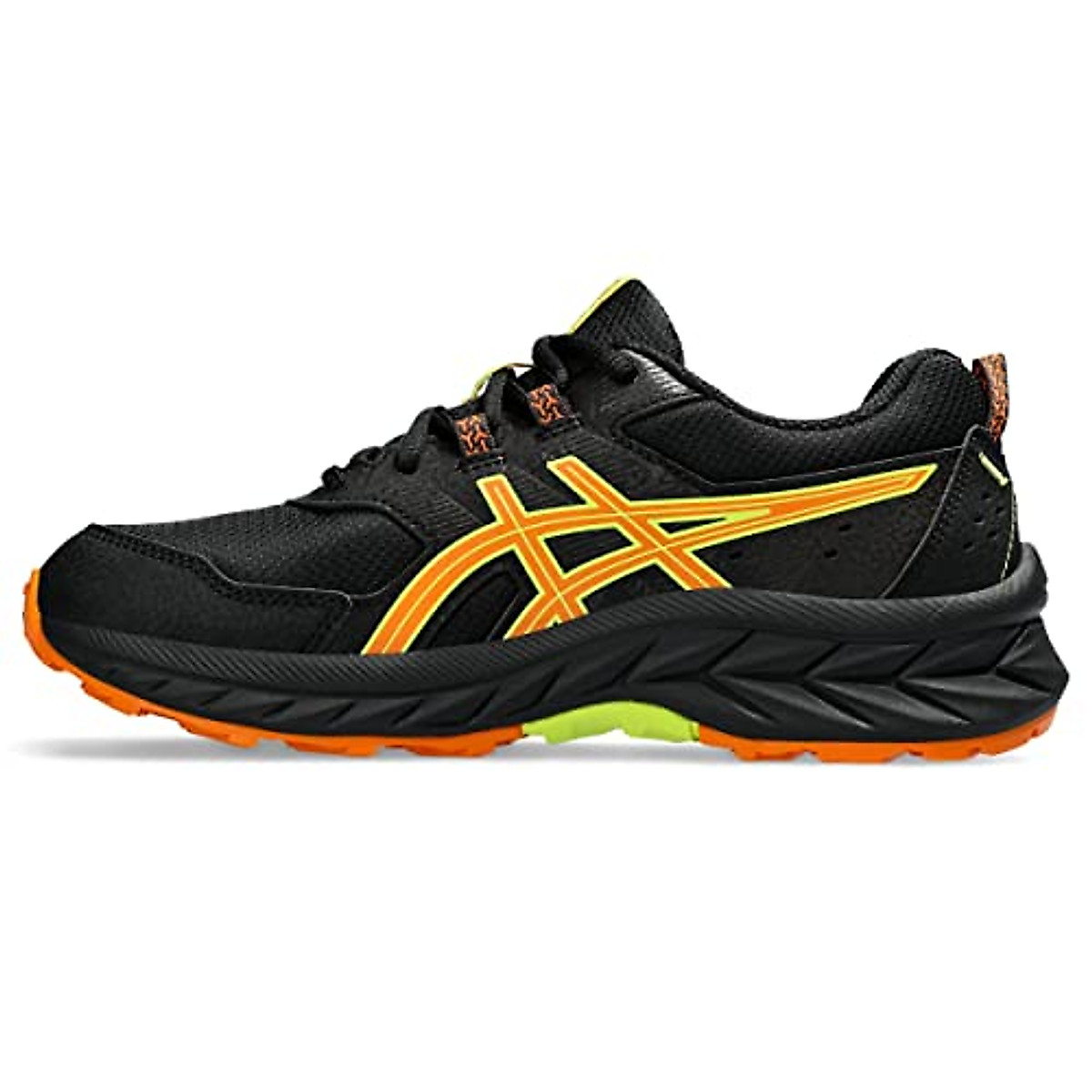 ASICS Kid's PRE Venture 9 Grade School Running Shoes, 5.5, Black/Bright Orange