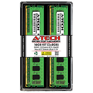 A-Tech RAM 16GB Kit (2x8GB) DDR3 1333 MHz PC3-10600 DIMM - Desktop Computer Memory - CL9 2Rx8 1.5V 240-Pin UDIMM Non-ECC Unbuffered Upgrade Modules