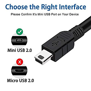 Replacement USB Charger Charging Cable Power Cord for OneTouch Verio IQ Blood Glucose Monitoring System Meter - (Not Compatible with OneTouch Verio Flex Models). Mini-B Cord for PS3,MP3 Player Canon
