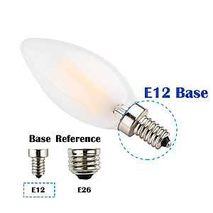 OPALRAY LED Candelabra Bulb, C35 Frosted Glass Cover, 4W Dimmable LED Filament Bulb, 40W Incandescent Bulb Equivalent, E12 Base Lamp, Warm White Light Color 2700K, Torpedo Tip, Pack of 3