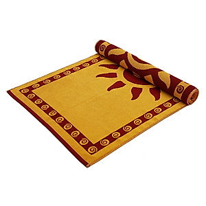 Arus Jacquard Woven Turkish Terry Cotton Beach Towel, Sun, Gold, 36x64