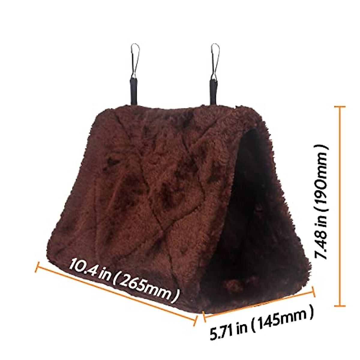 Miayaya Winter Warm Bird Nest House Shed Hut Hanging Hammock House Snuggle Plush Fluffy Finch Cage for Hamster Budgies Parakeet Cockatiel Cockatoo Lovebird Parrot 9.45 x 5.9 x 7.08 inch (Dark Coffee)