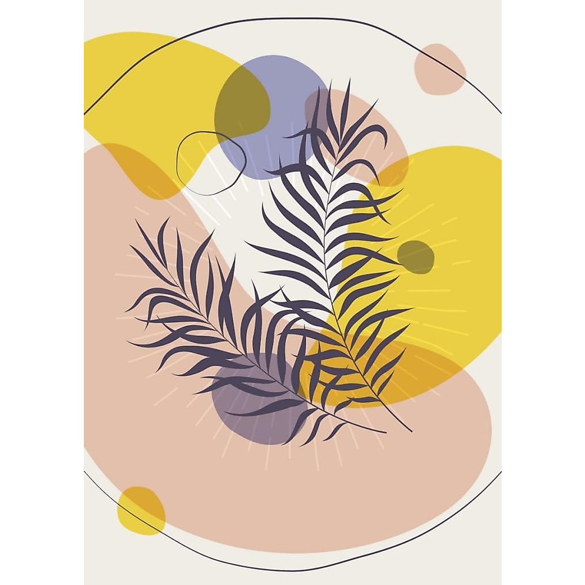 Yellow Pink Mid Century Modern Minimalist Abstract Leaves Wool Rug for Living Room Bedroom Nursery Playroom Machine Washable Soft Plush Throw Carpet Art Deco Home Office Dorm Floor Rugs 6x9