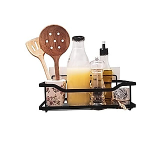 RIGEL STAR Shower Caddy with Soap Dish + 4Hooks, Adhesive Organizer, No Drilling Shelf, Rustproof Stainless Steel Rack With Soap Dish for Bathroom and Kitchen Storage, Matte Black