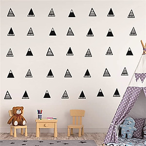 UILMNIY 48pcs Different Kinds of Triangles Mountain Pattern Wall Sticker for Kids Boys Room Art Bedroom Removable Wall Decor AFN120 (Black)