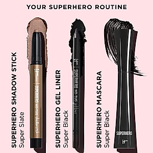 IT Cosmetics Superhero No-Tug Waterproof Eyeshadow Stick, Super Slate - Metallic Pewter - Longwear, Blendable Cream Eyeshadow with Built-In Primer - Suitable for Sensitive Eyes - 0.05 oz