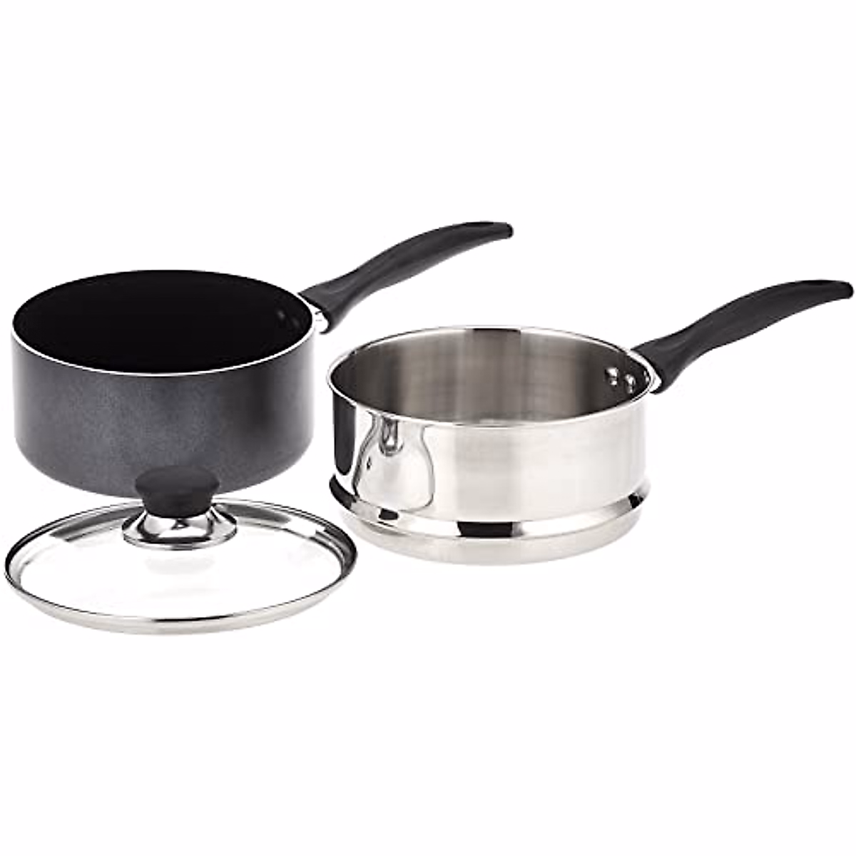 T-fal B1399663 Specialty Stainless Steel Double Boiler with Phenolic Handle Cookware, 3-Quart, Silver