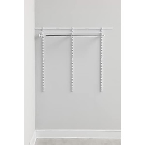 Rubbermaid Configurations Deluxe Closet Kit, White, 3-6 Ft. & Expandable Closet Shelf Kit, 2-4 ft., White, for Home/Closet/Garage/Laundry/Mudroom/Basement/House