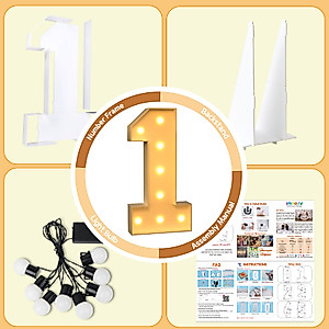 imprsv 3FT Marquee Light Up Numbers, Marquee Numbers for 1st 21st Birthday Decorations Anniversary Party Decor, Mosaic Numbers for Balloons Number 1, Marquee light up letters, Pre-Cut Foam Board Kit