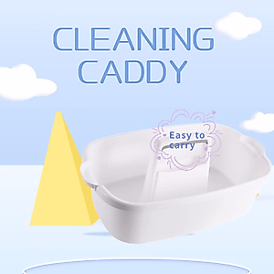 Hioffice Cleaning Supplies Caddy, Shower Caddy, Cleaning Tote Supply Organizer with Handle, Plastic Shower Caddy for Cleaning Products, Large Cleaning Caddy (white, 1)