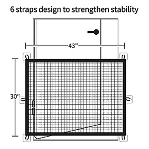 NWK 43'' X 30'' Magic Pet Gate Baby Gate for The House Stairs Providing a Safe Enclosure for Pets to Play and Rest, 6 Straps Design, 9 Hooks