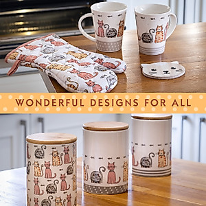 SPOTTED DOG GIFT COMPANY Cat Mugs, Cat Coffee Mug Set, 12 oz Cute Ceramic Porcelain China Coffee Tea Mugs Cups, Happy Cats Themed Gifts for Cat Lovers and Animal Lovers Women Men, Set of 2