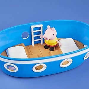 Peppa Pig Peppa’s Adventures Grandpa Pig’s Cabin Boat Vehicle Preschool Toy: 1 Figure, Removable Deck, Rolling Wheels, for Ages 3 and Up