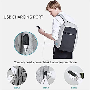 oscaurt Anti Theft Backpack - 15.6 Inch Laptop Travel Backpack with Hidden Zipper and USB Charging Port - Waterproof Business Computer Bag for Men & Women