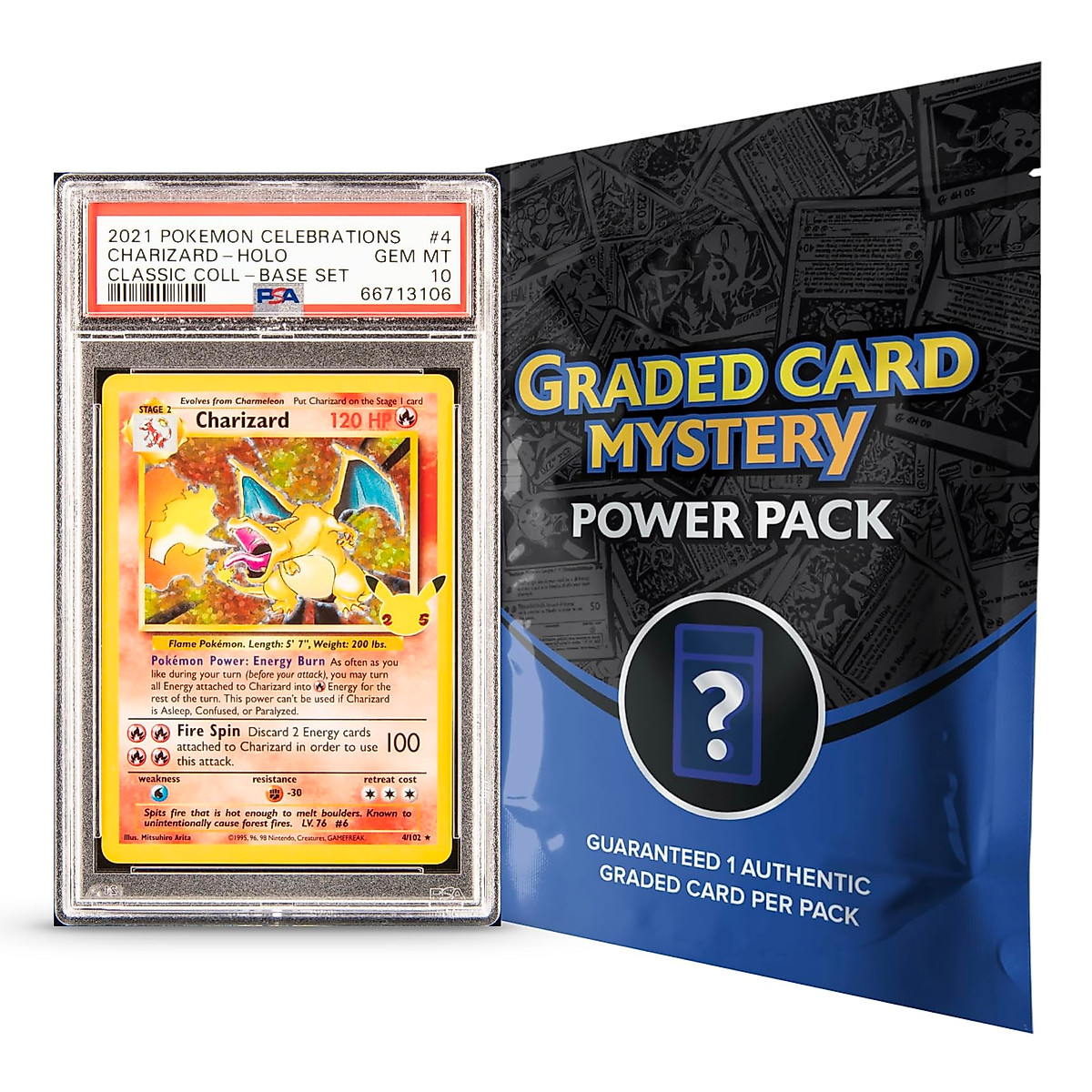Pokemon TCG: Graded Mystery Collection Box - Contains 1 Graded Card, 20 Cards Including 1 First Edition, and 1 Factory Sealed Booster Pack